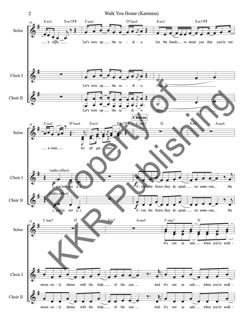 "Walk You Home” Vocal Score – Karmina